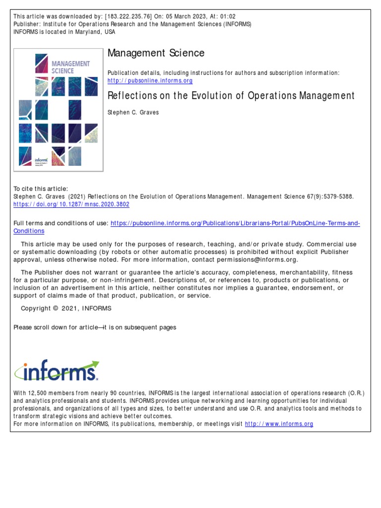 3 (Reflections On The Evolution of Operations Management) | PDF