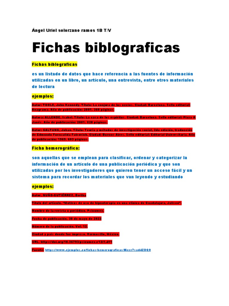 Fichas Bibliográficas 2 | PDF