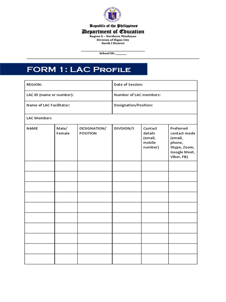 LAC FORM 1-LAC Profile | PDF