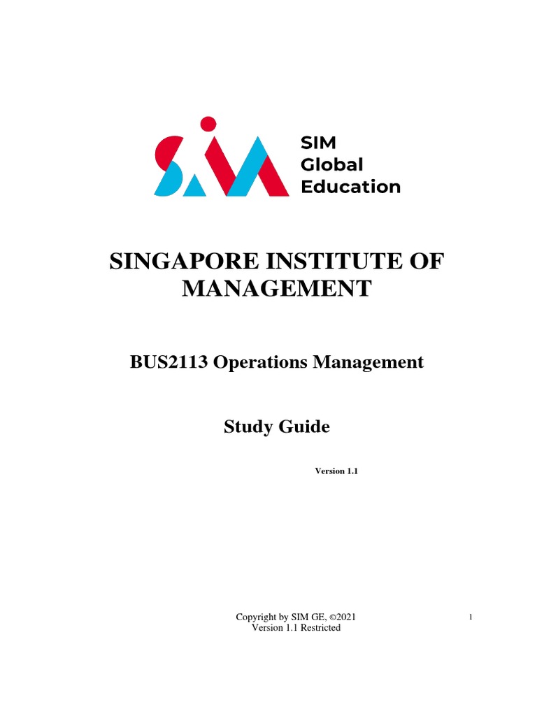 BUS2113 OM Module Book (Oct 22) | PDF | Forecasting | Lean Manufacturing