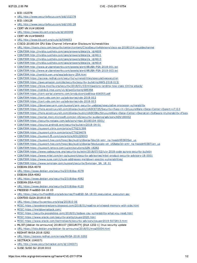 Cve - Cve-2017-5754 | PDF