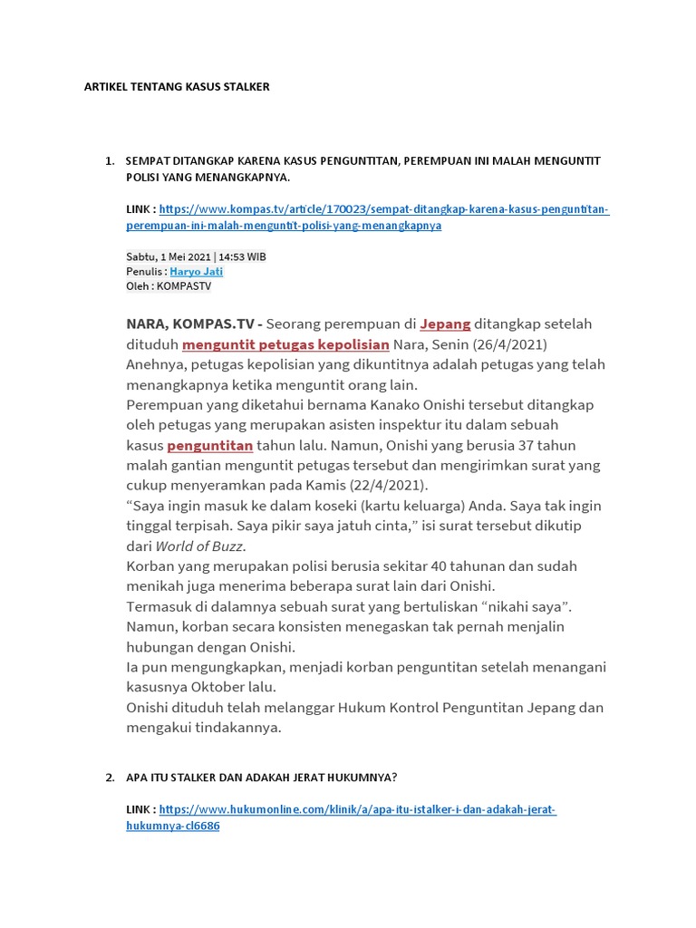 Kasus Penguntitan Unik di Jepang | PDF