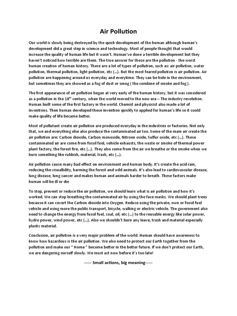 Air pollution - bài tập nhóm về nhà của thầy Khánh | Download Free PDF | Air Pollution | Smog