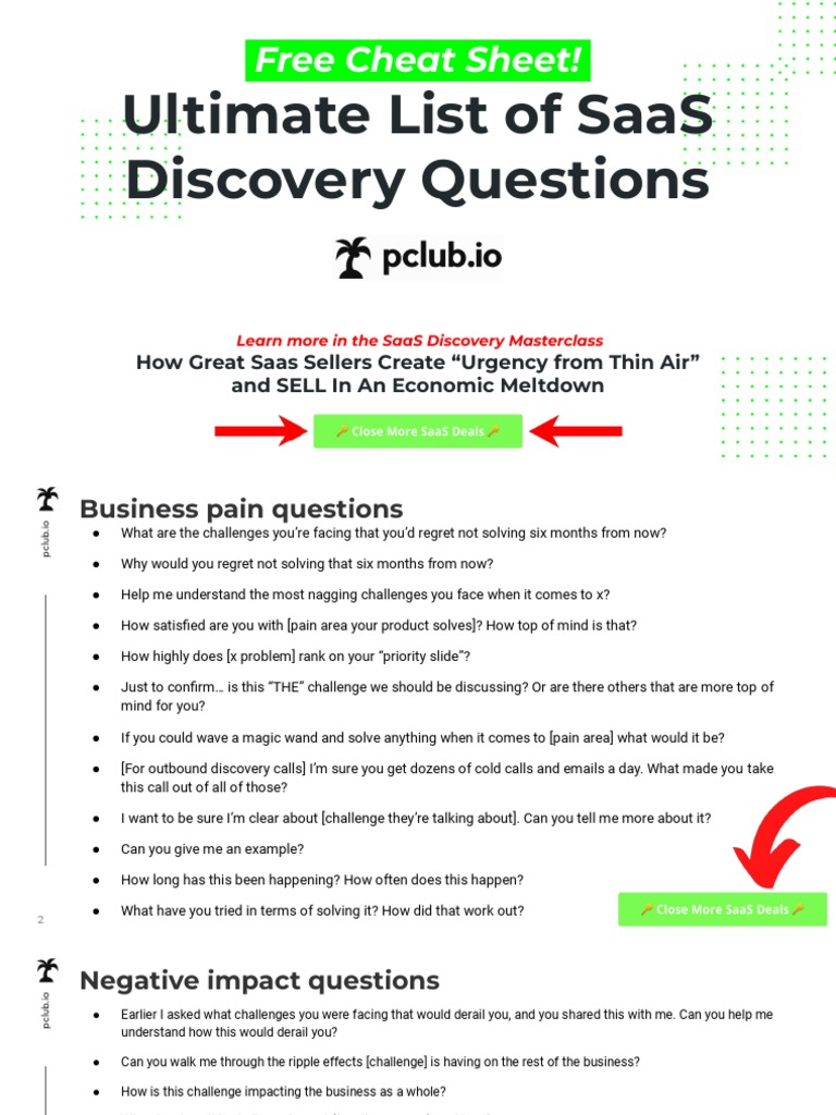 SaaS Discovery Questions | PDF