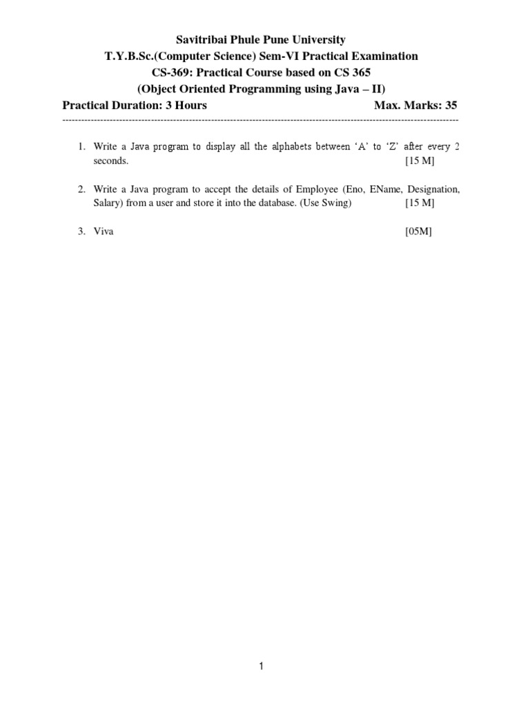 TYBSc (CS) Sem VI Practical Slips | PDF | Java (Programming Language) | User (Computing)