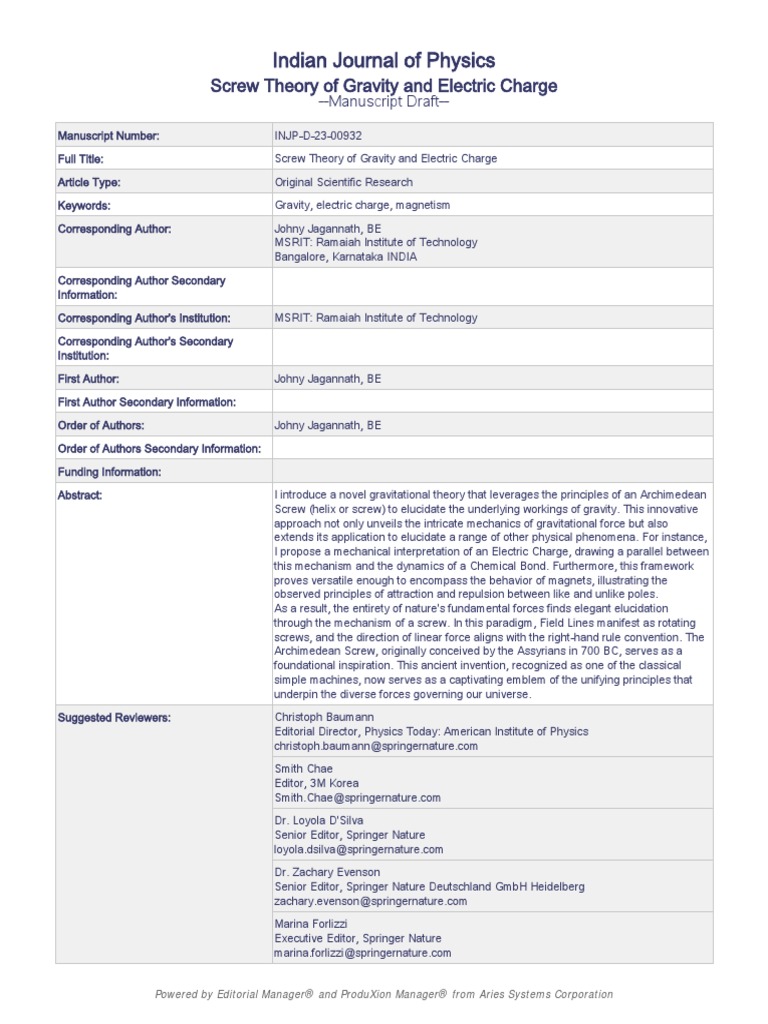 Screw Theory of Gravity and Electric Charge | PDF