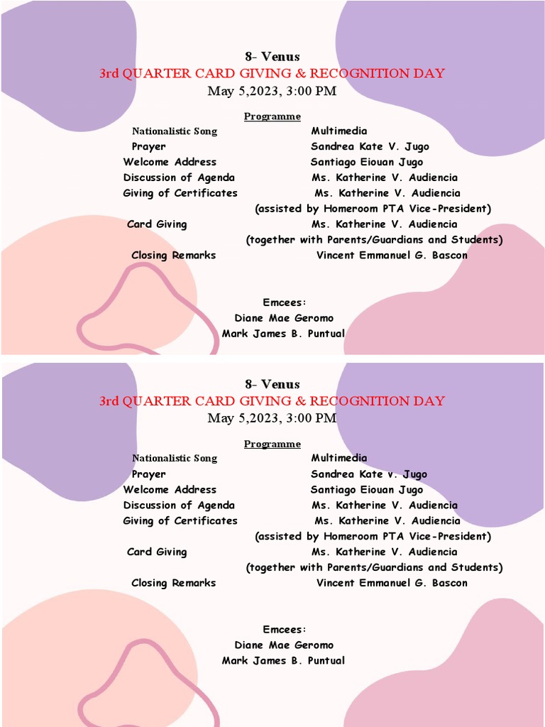 3rd Q Card Day PROGRAM | PDF