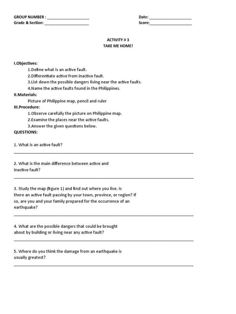 Active Fault Worksheet | PDF