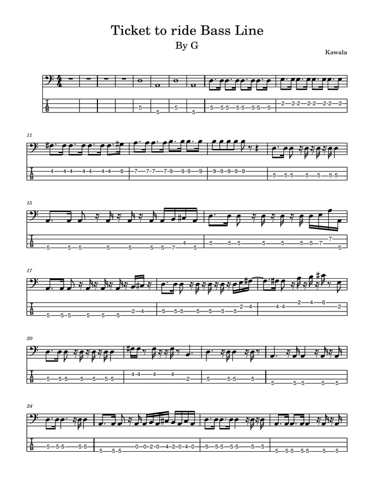 Ticket To Ride Bass Line | PDF