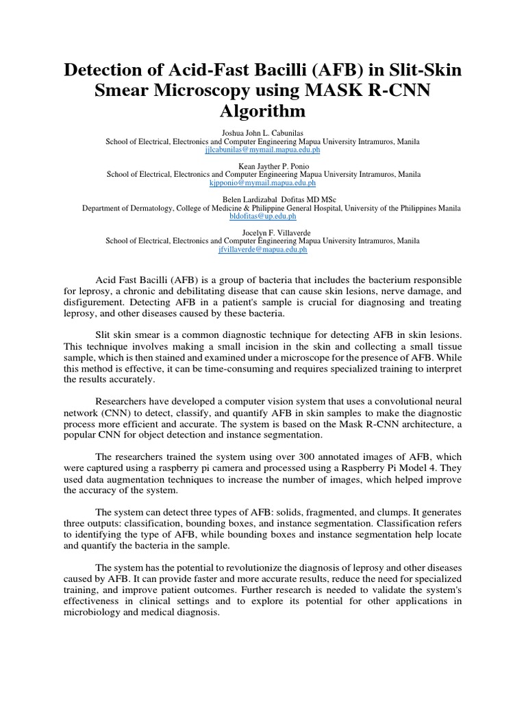 Detection of Acid-Fast Bacilli (AFB) in Slit Skin Smear Microscopy ...