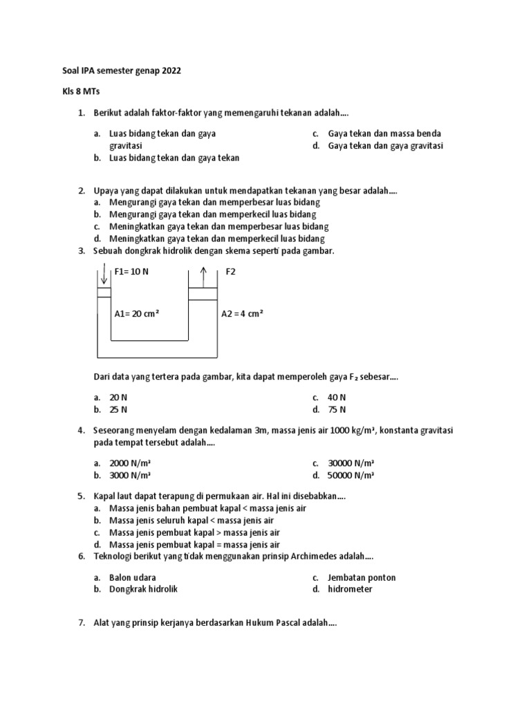 Soal IPA Semester Genap 2022 | PDF | Sains & Matematika