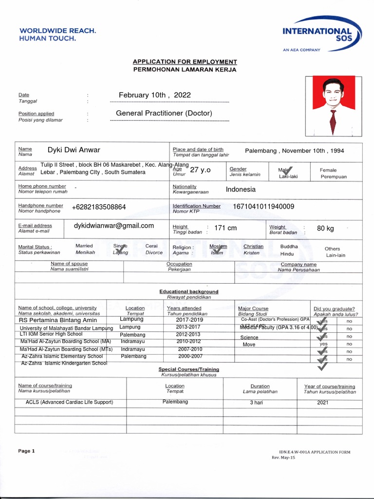 Application For Employment Form-Signed | PDF | Wellness