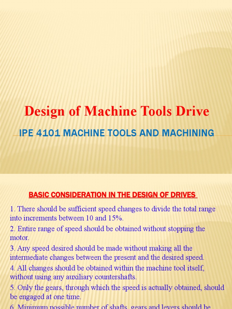 4.1 Machine Tool Drive Design | PDF