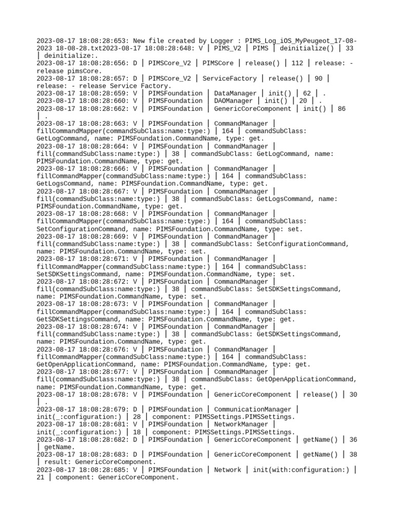 PIMS Log Initialization and Commands | PDF | System Software | Computer Science