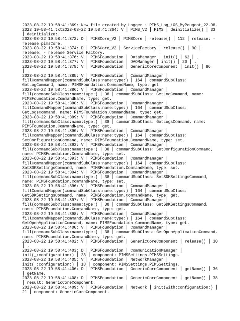 PIMS - Log - iOS - MyPeugeot - 22-08-2023 19-58-41 | PDF | Parameter (Computer Programming ...