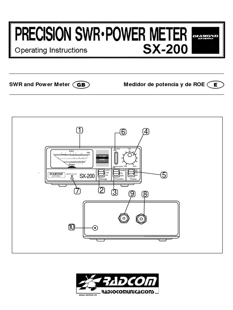 sx-200 SWR Bridge Manual | Download Free PDF | Antenna (Radio) | Sound Production Technology