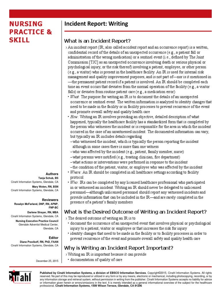 Incident Report Writing - NSP | PDF | Science & Mathematics