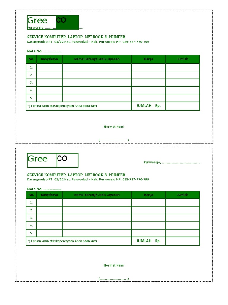 Template Nota Microsoft Worddocx | PDF