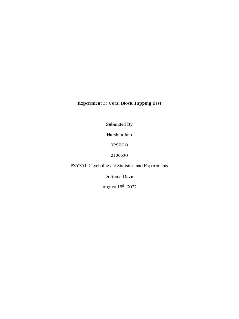 Corsi Block Tapping Test | Download Free PDF | Neuroscience | Cognitive ...