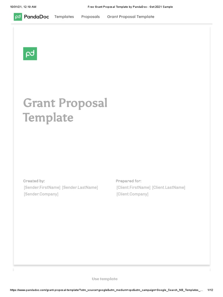 Free Grant Proposal Template by PandaDoc - Get 2021 Sample | PDF ...