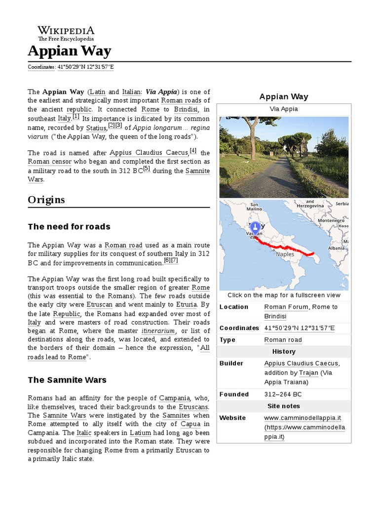 Appian Way | PDF | Ancient Rome