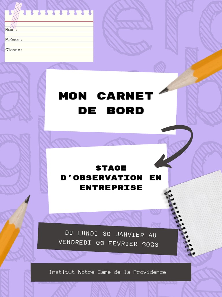 Carnet de bord pour stage d'observation | PDF | Business | Mise en page