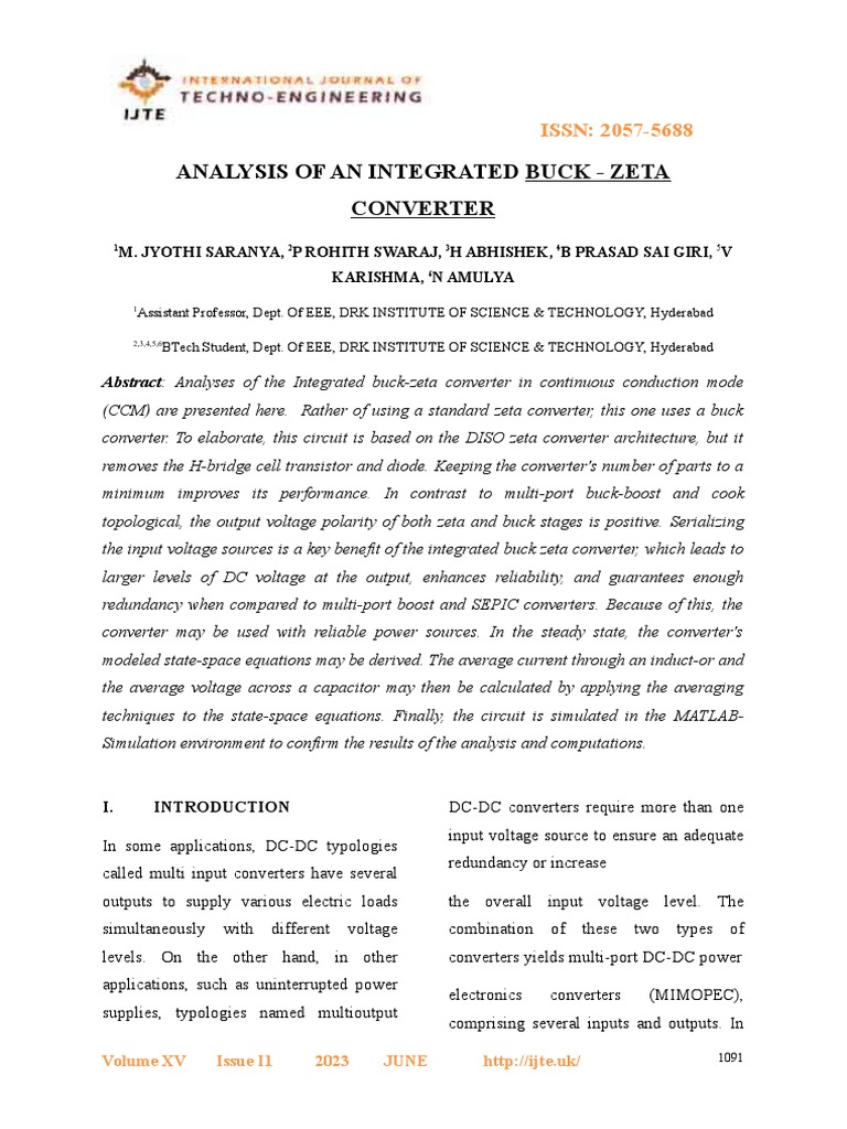 Analysis of An Integrated Buck Zeta Converter | PDF | Electronic Engineering | Power (Physics)