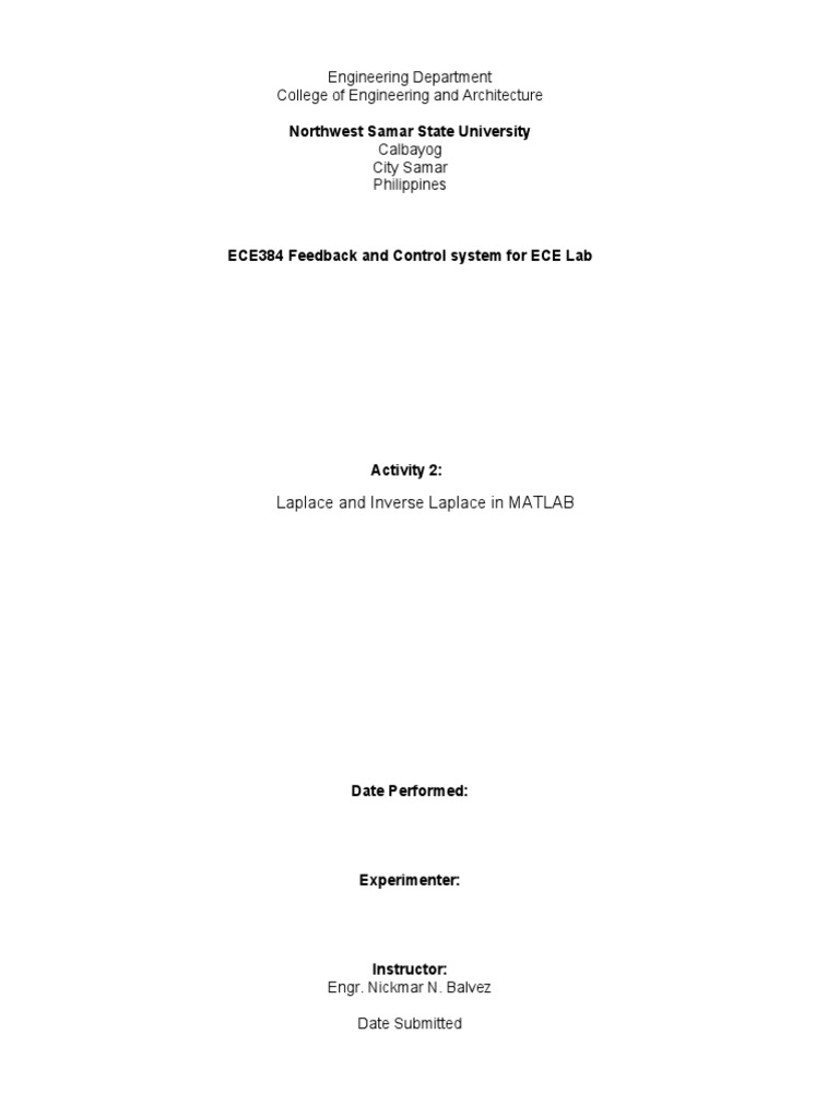 Activity 2 - Laplace and Inverse Laplace | PDF