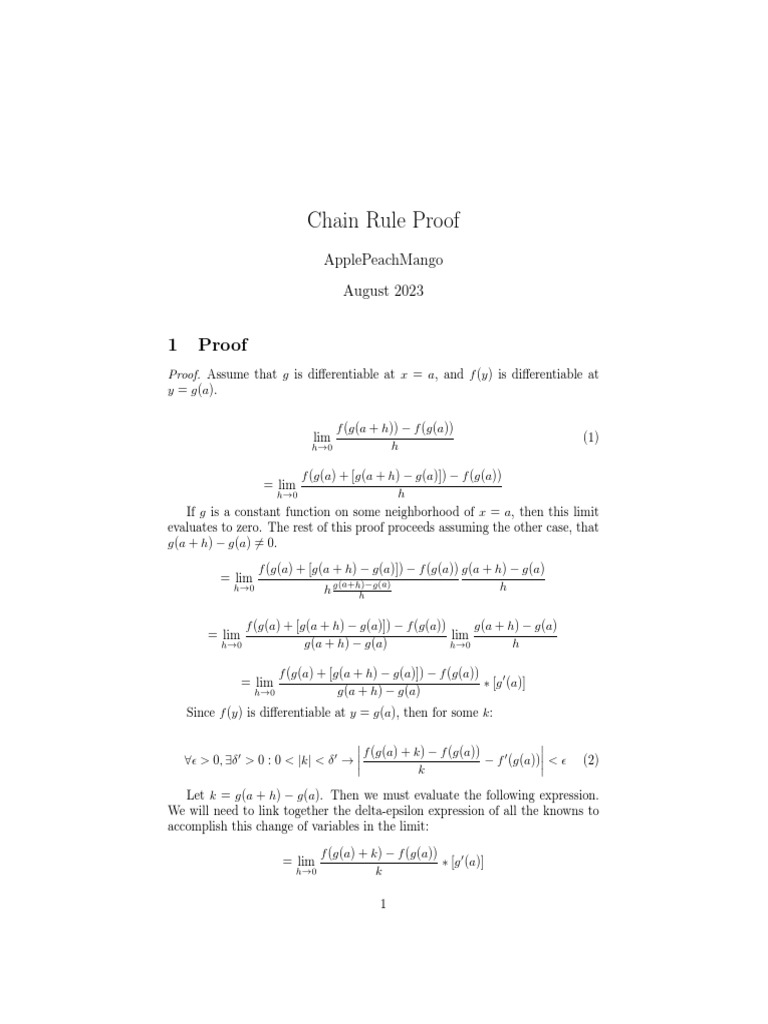 Chain Rule Proof 2 | PDF