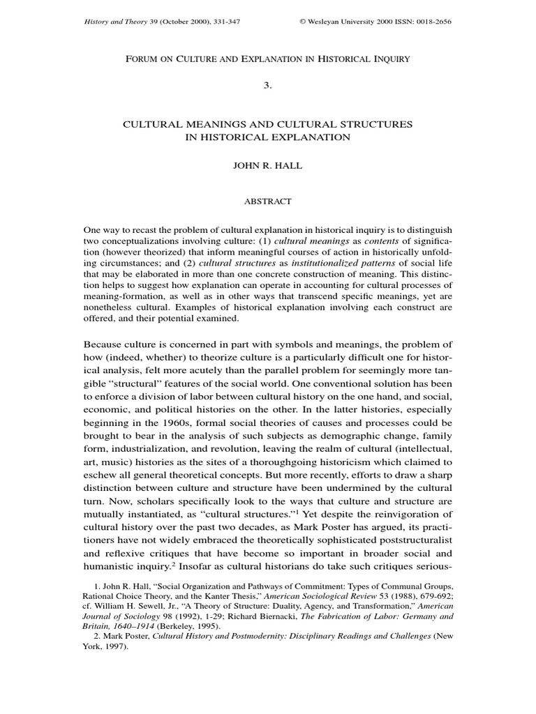 Cultural Structures in Historical Inquiry | PDF