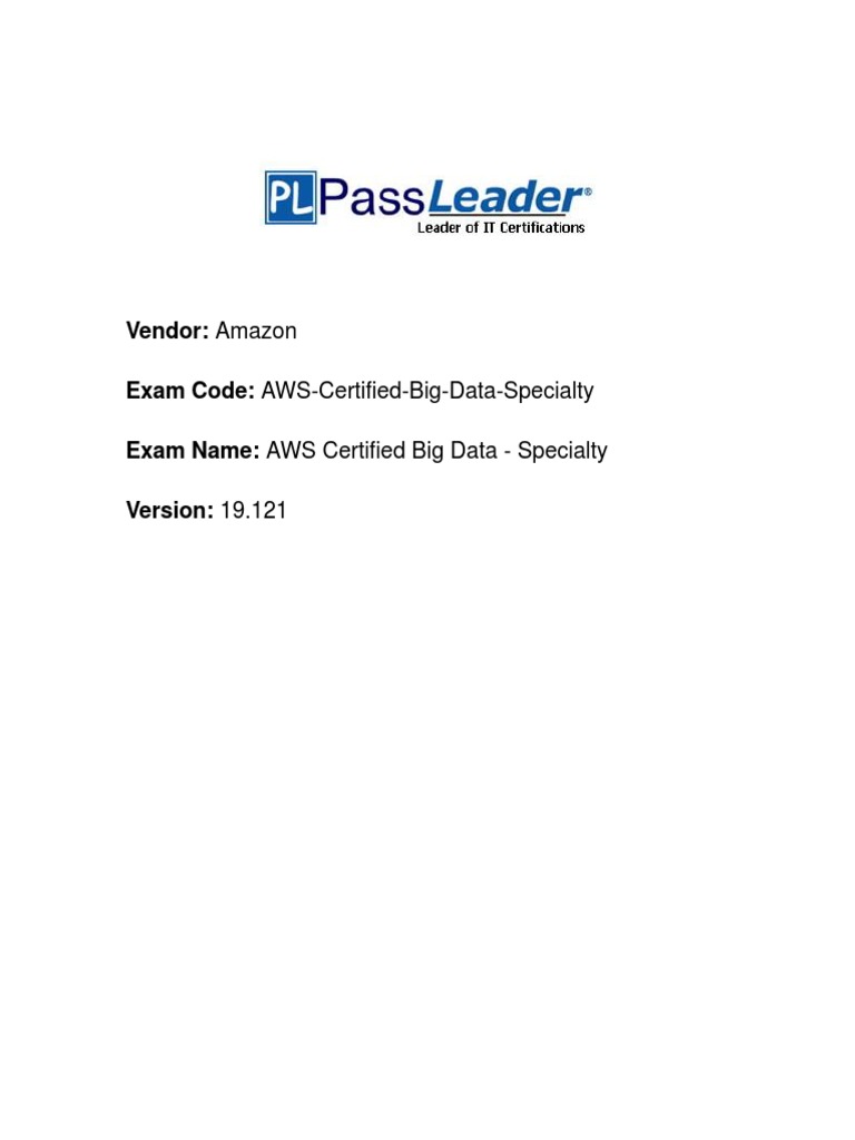 AWS Big Data Specialty | Download Free PDF | Apache Hadoop | Databases