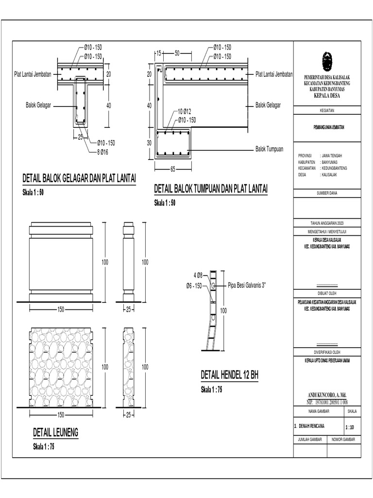 Detail Balok Gelagar Dan Plat Lantai Detail Balok Tumpuan Dan Plat Lantai | PDF