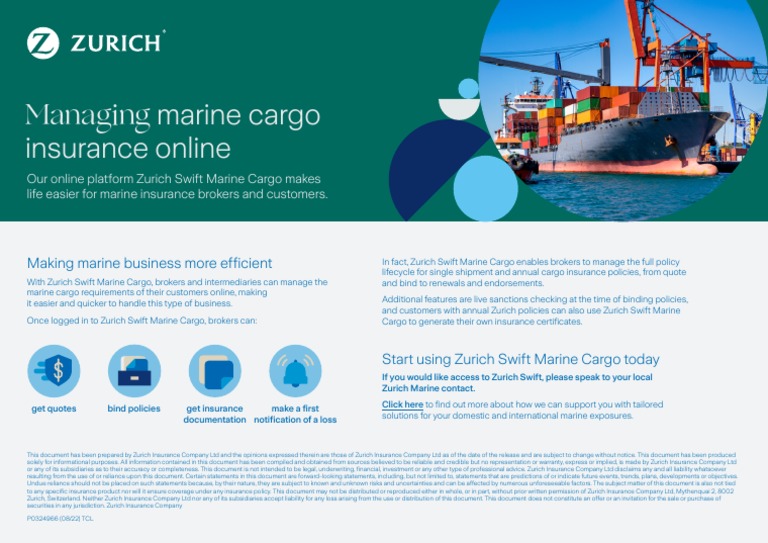 Zurich Swift Marine Cargo Factsheet | PDF