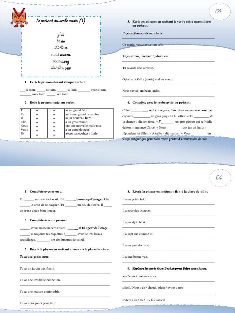 Le Présent Du Verbe Avoir | PDF | Ouverture (échecs) | Théorie (échecs)