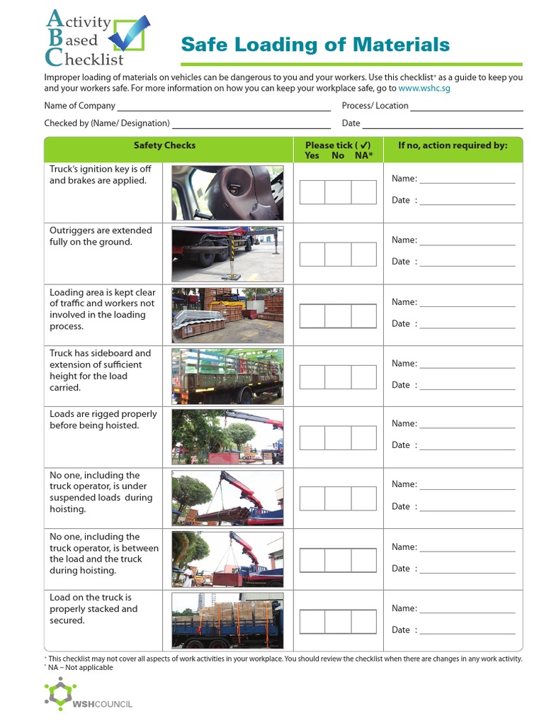 Safe Loading of Materials Checklists | PDF