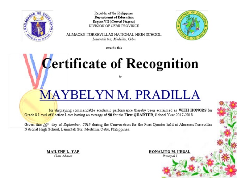 Cert of Recognition | PDF