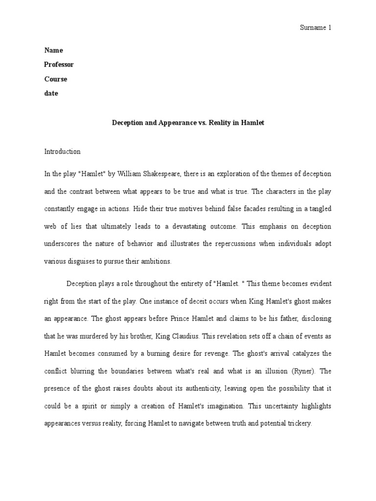 Deception and Appearance vs. Reality in Hamlet - Edited | PDF