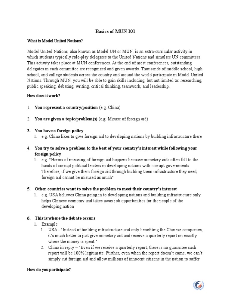 Basics of Mun 101 | PDF