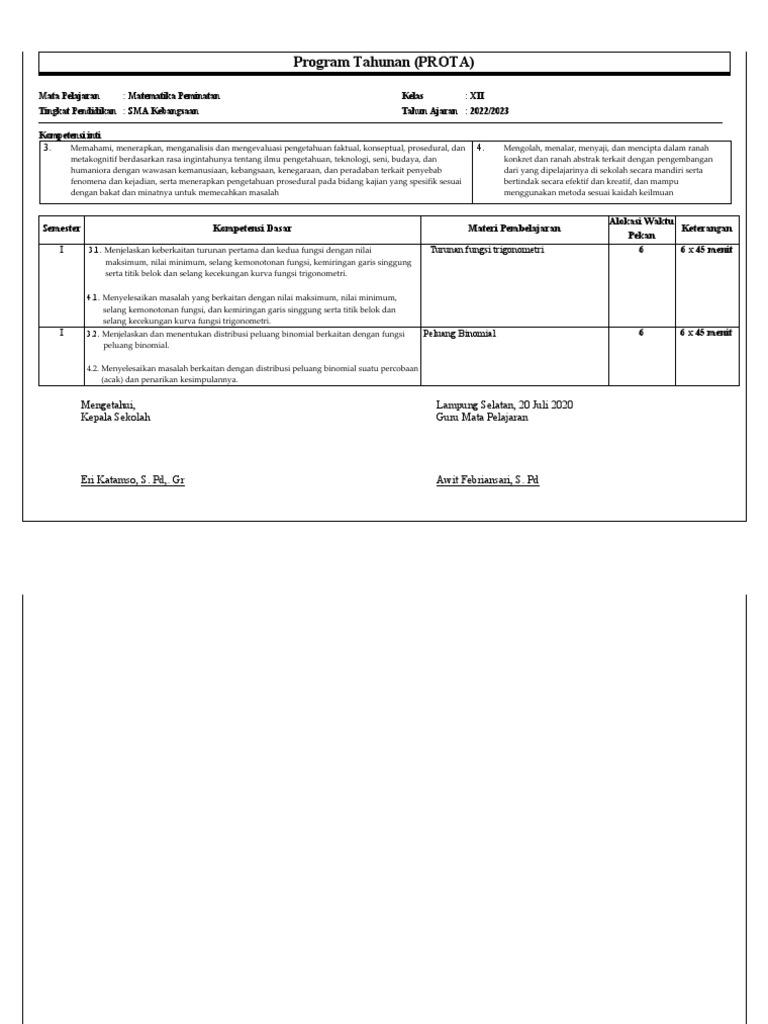 02 Prota Prome MTKP Kelas 12 Awit | PDF