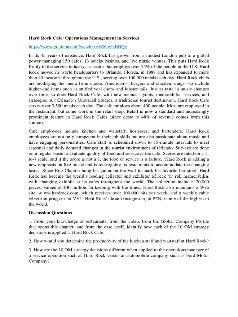 Case Study_ Hard Rock Cafe | PDF | Menu | Restaurants