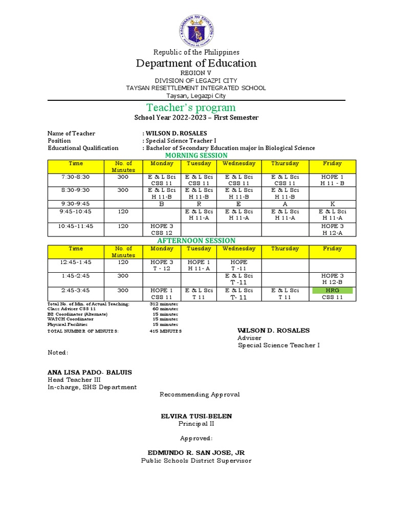 Teachers Program Sample | PDF