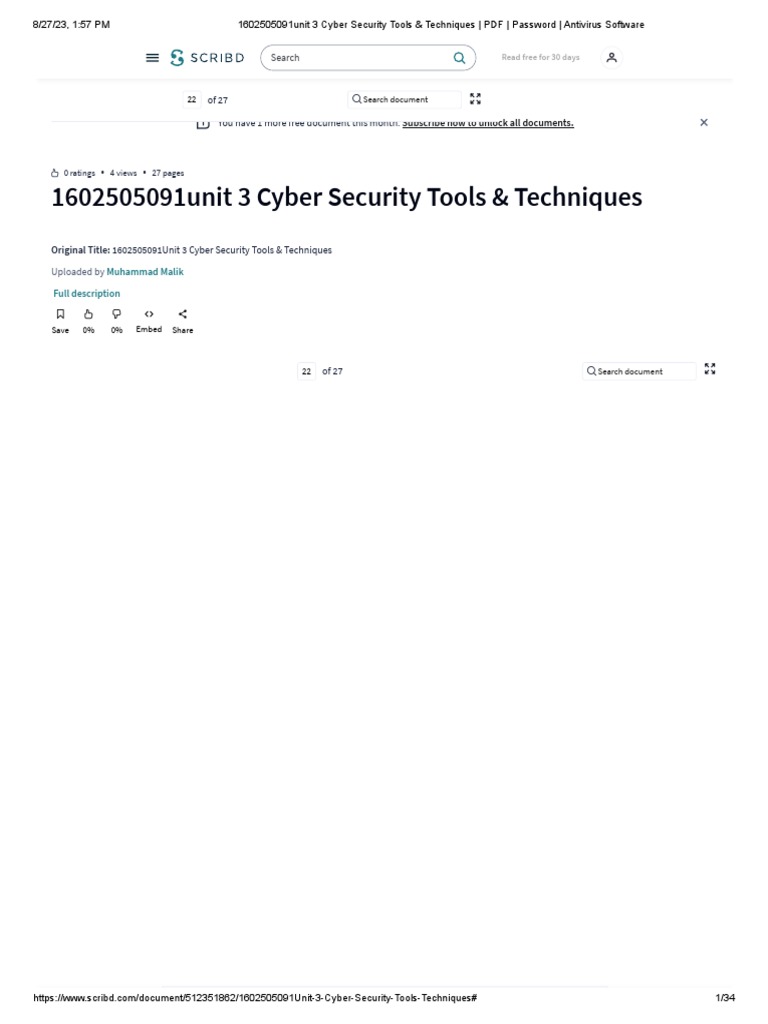 1602505091unit 3 Cyber Security Tools & Techniques - PDF - Password ...