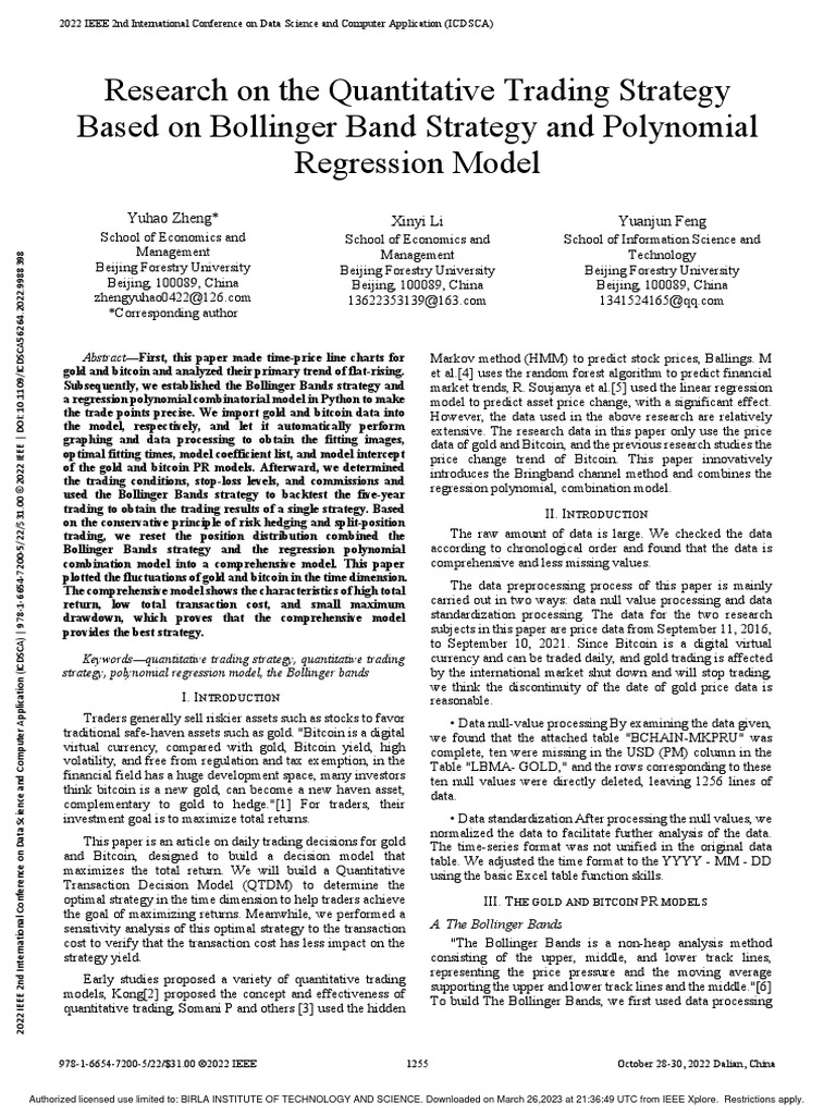 Research On The Quantitative Trading Strategy Based On Bollinger Band Strategy and Polynomial ...