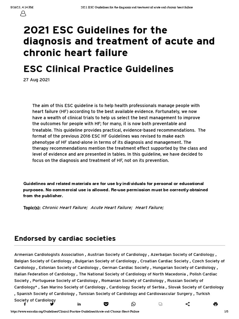 2021 ESC Guidelines For The Diagnosis and Treatment of Acute and ...