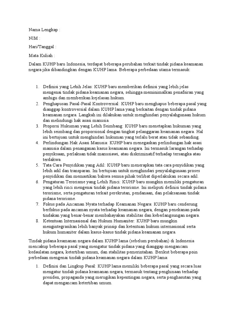 Perbandingan KUHP Lama dan Baru | PDF | Ilmu Sosial | Hukum