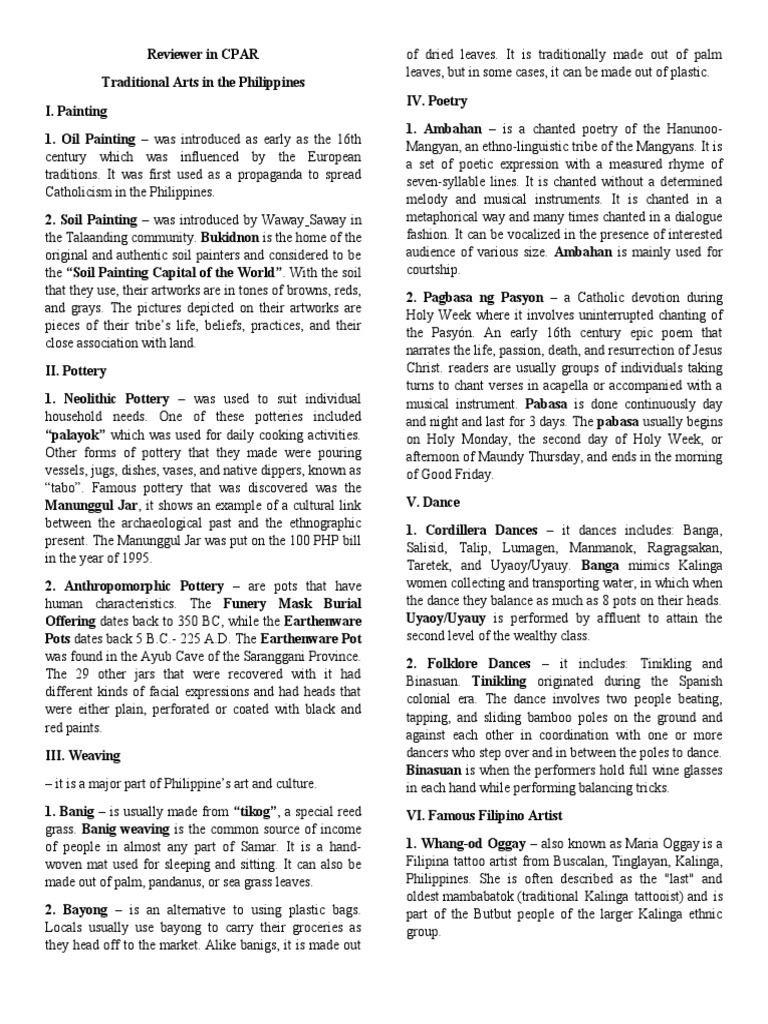 Cpar Reviewer | Download Free PDF | Paintings | Textiles
