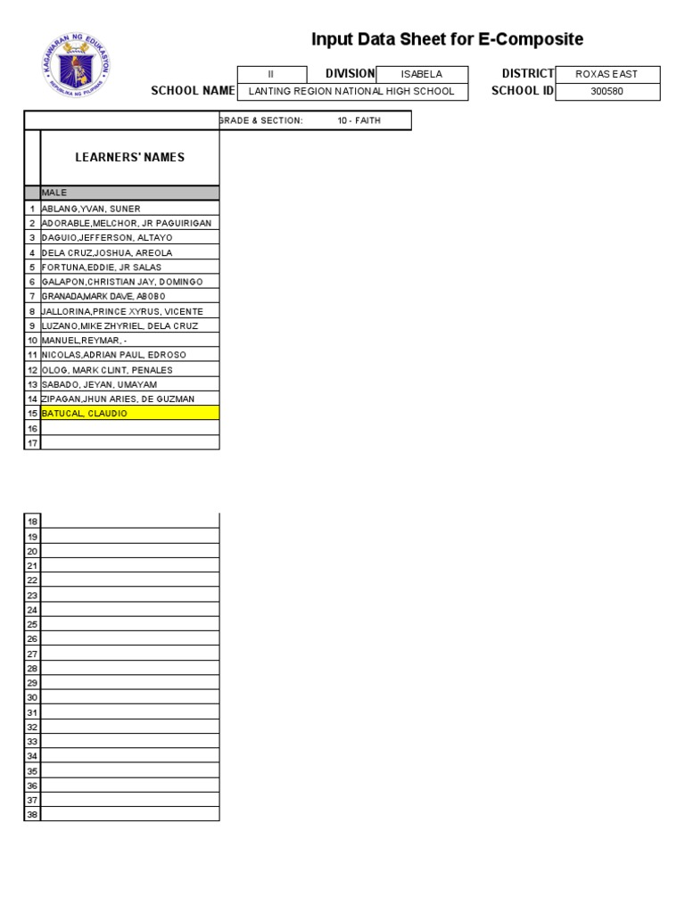 E-Composite Input Data Sheet 2022-2023 | PDF