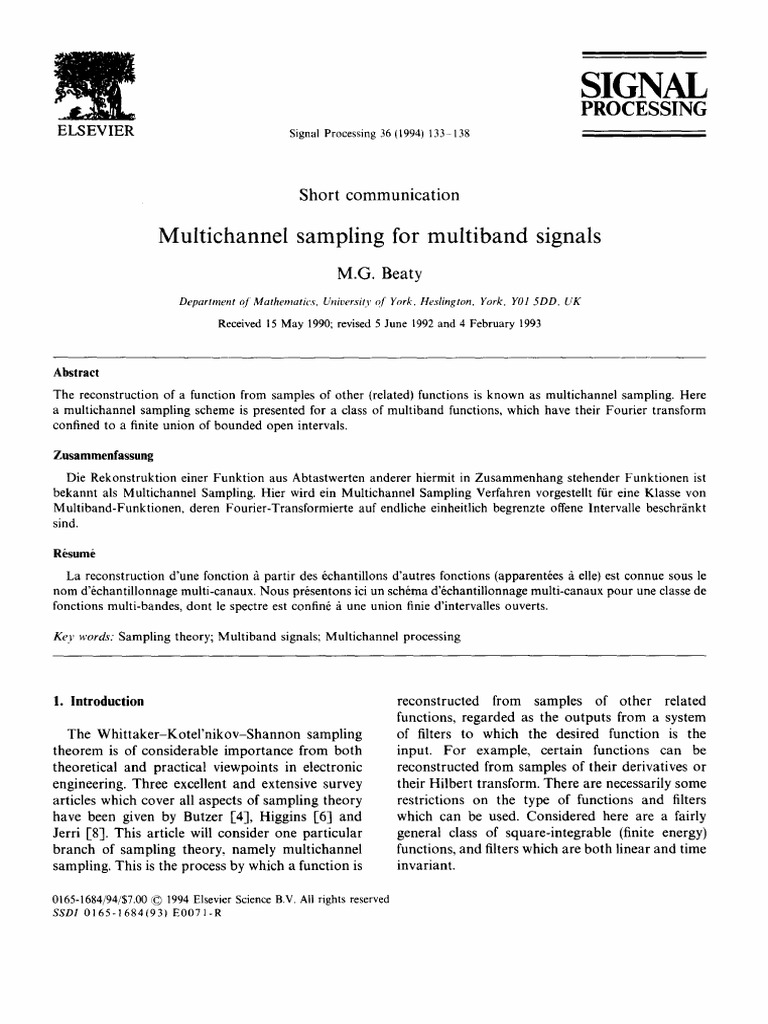 Signal: Multichannel Sampling For Multiband Signals | PDF | Teaching Methods & Materials ...