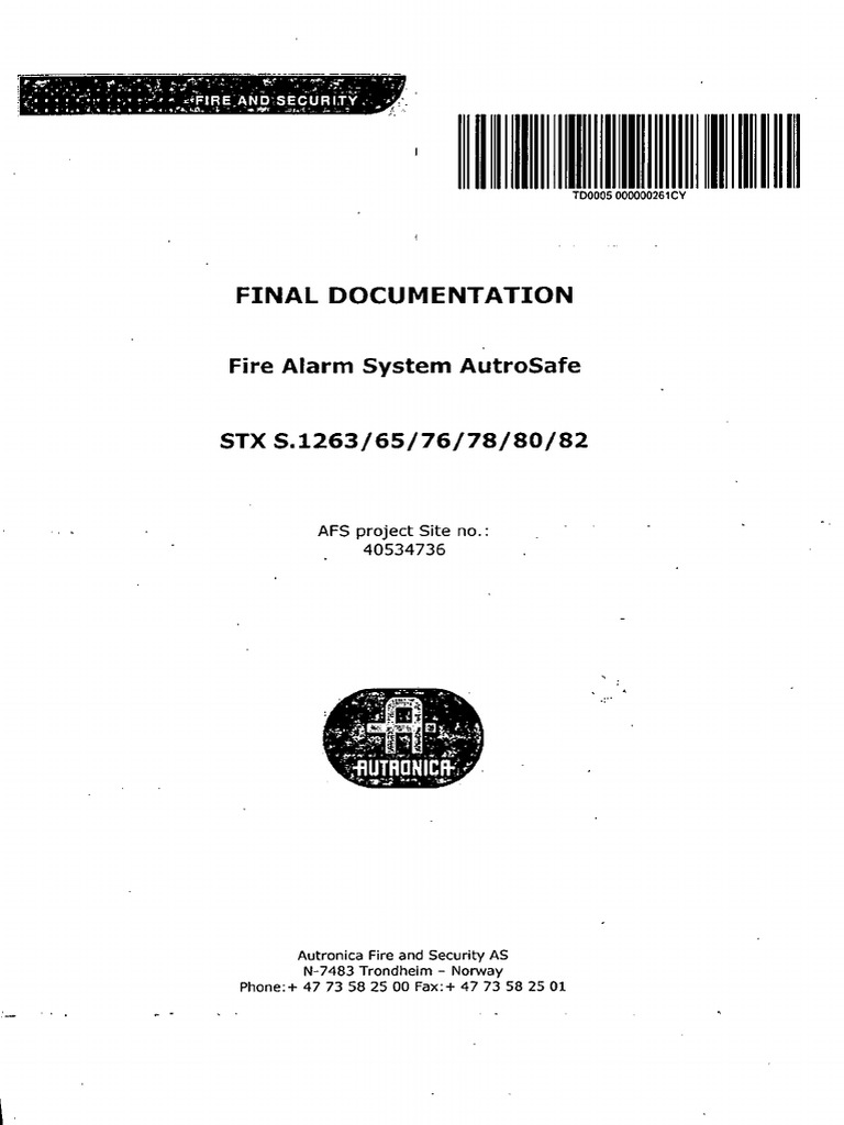 500-Safety - Autronica Fire Alarm System Autrosafe-Td0005 000000261cy | PDF