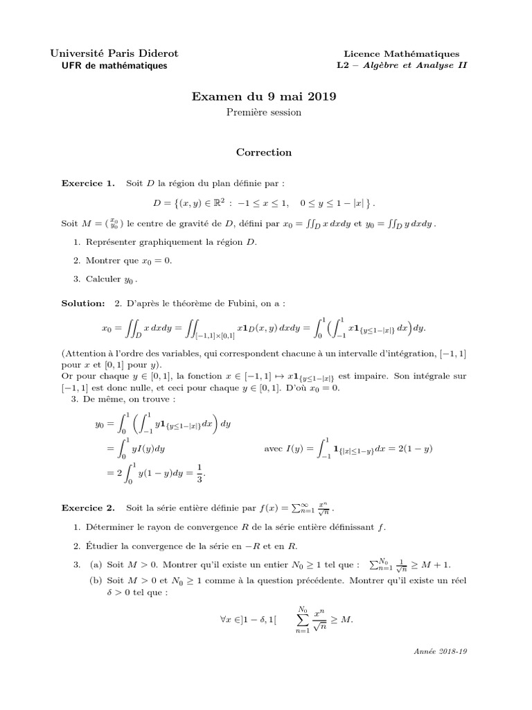 2018 19 Examen Mai Correction | PDF | Base (algèbre linéaire) | Angle